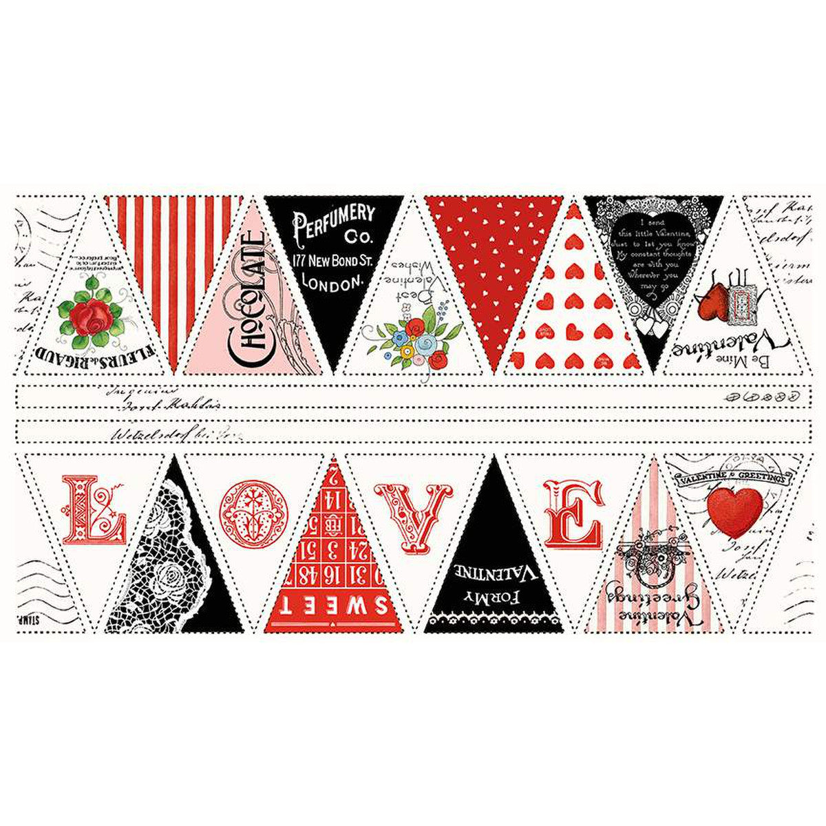 Be Mine Valentine Bunting Panel 24in X 43.5in | StoryQuilts.com