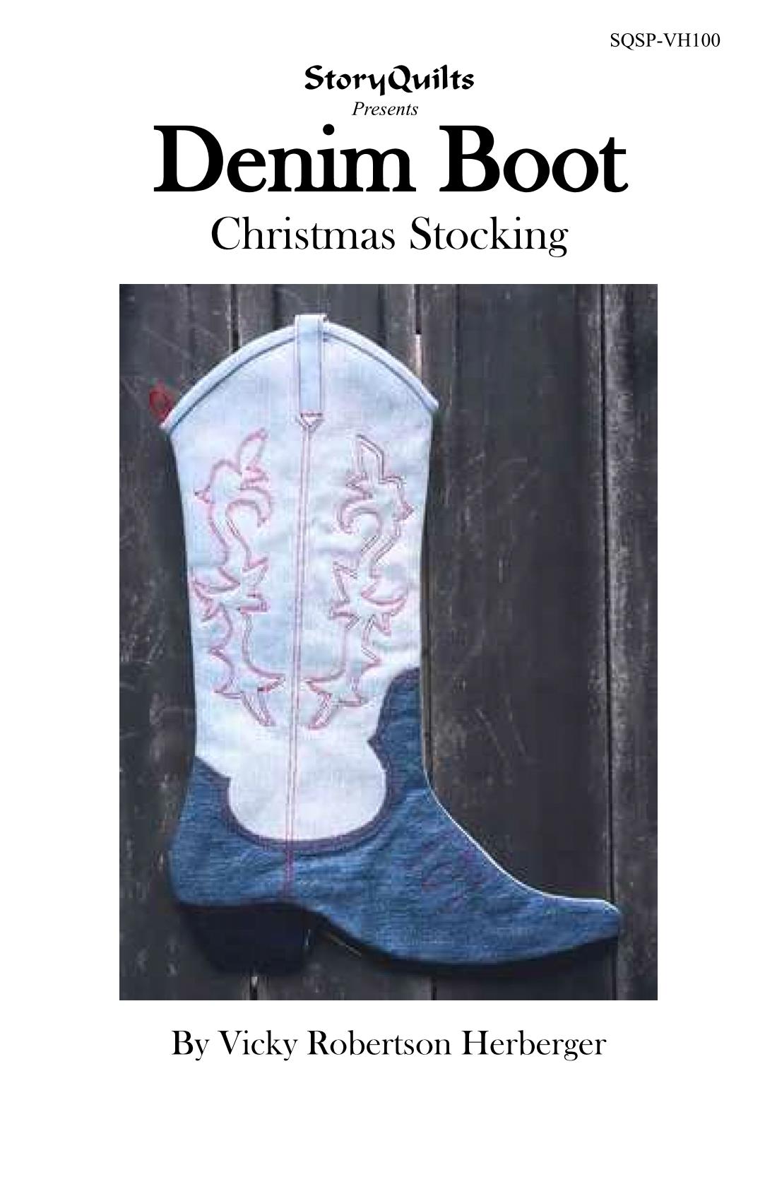 Denim Boot Christmas Stocking Pattern | StoryQuilts.com